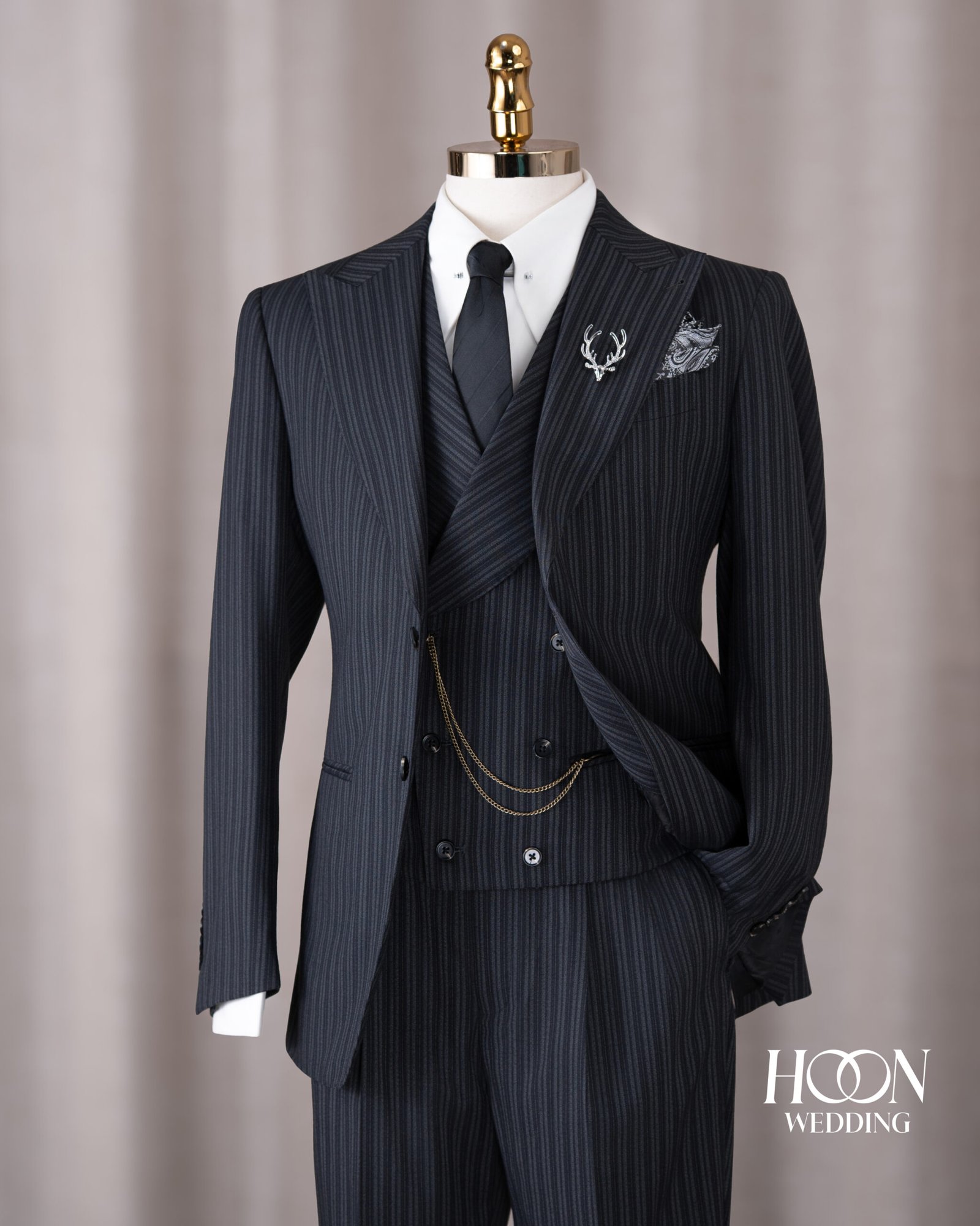 Regal Noir Pinstripe Suit - Hoon Wedding