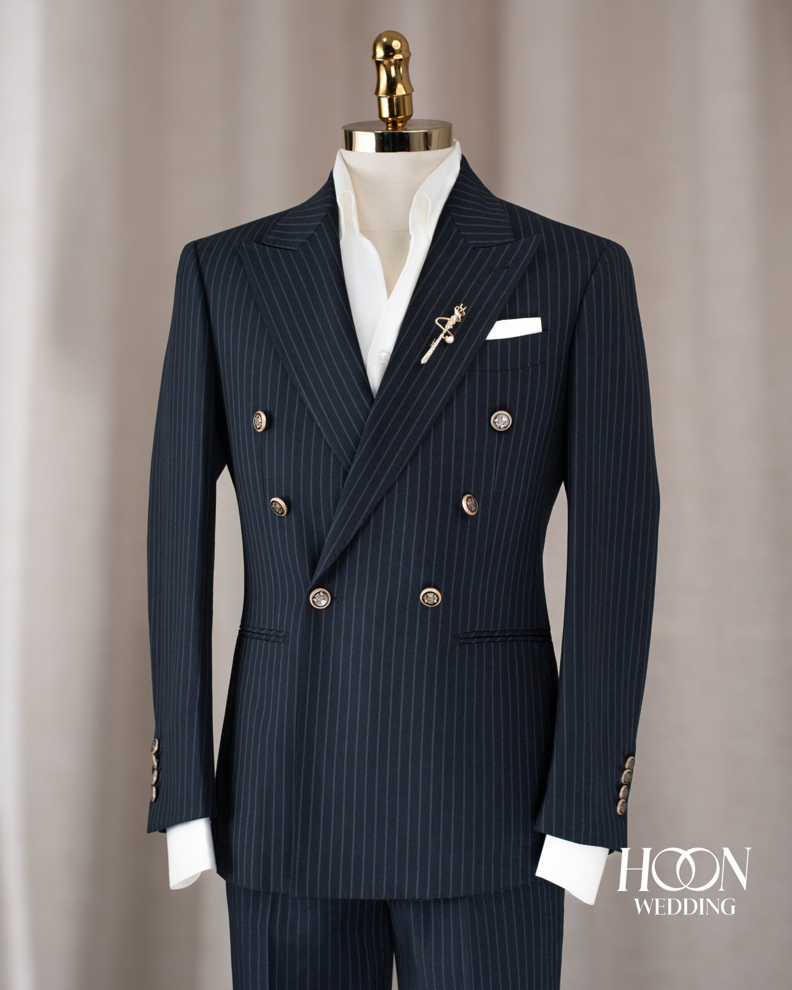 Navy Pinstripe Baron Suit - Hoon Wedding